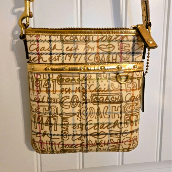 Coach | Bags | Coach Tattersall Graffiti Swingpackcrossbody Gold | Poshmark